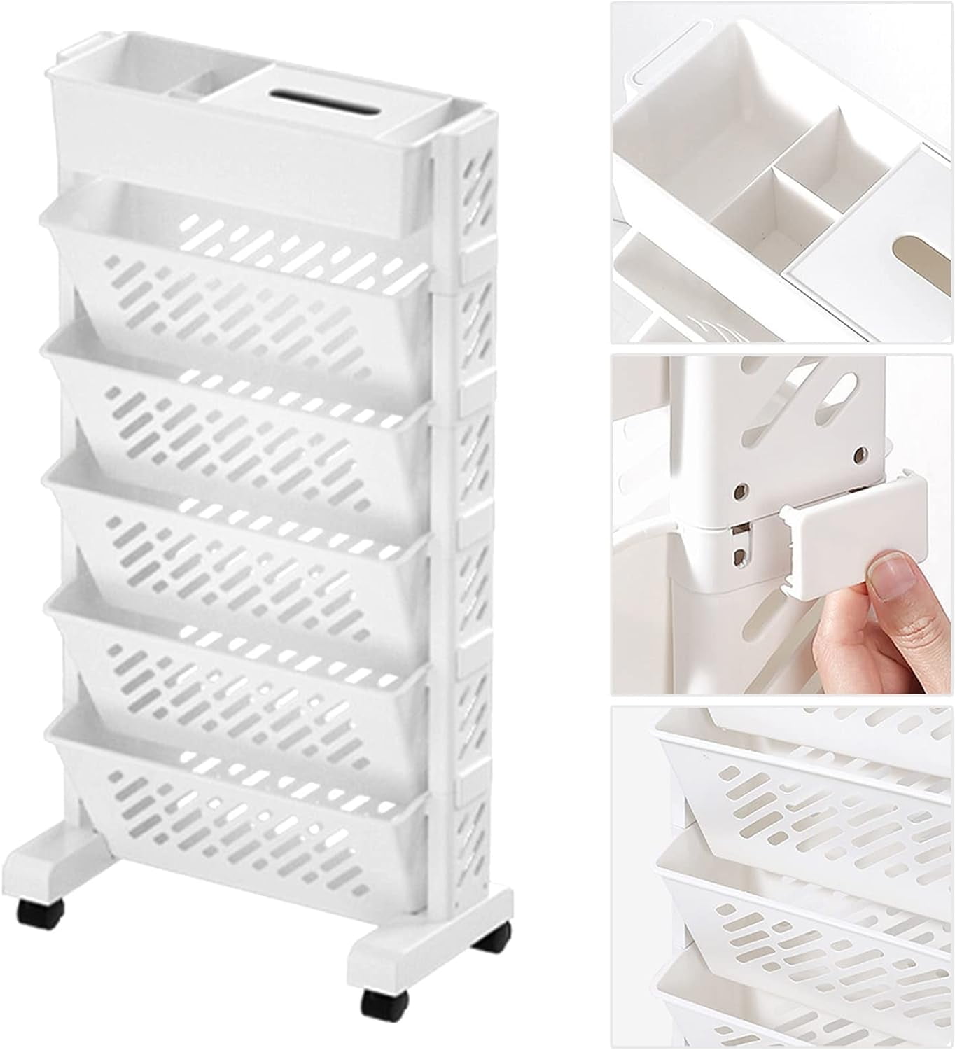 Mobile Bookshelf With Wheels Movable Bookshelf Cart Rolling Bookshelf ...