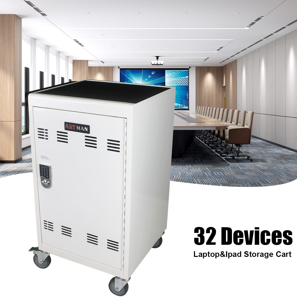 Mobile Charging Cart and Cabinet for Tablets Laptops With Metal,Wheels ...