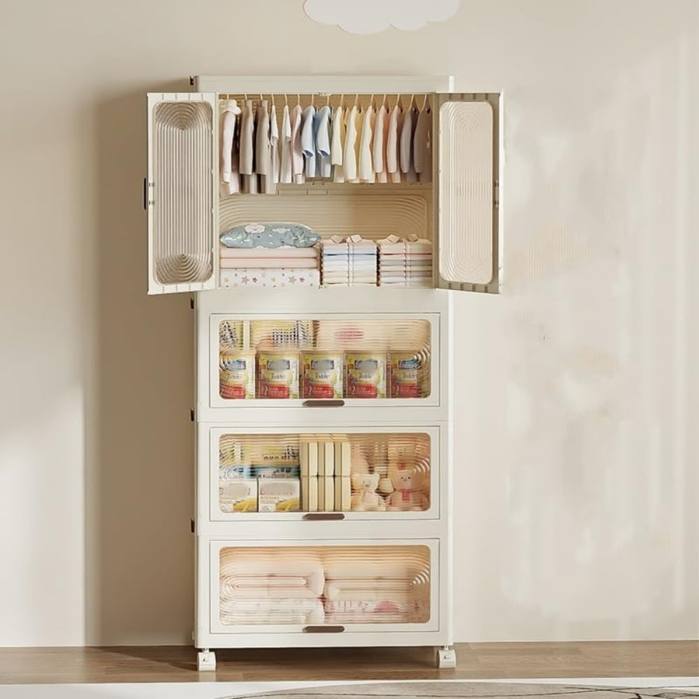 Mobile Closet Wardrobe, Collapsible Plastic Wardrobe Storage Box, Large ...