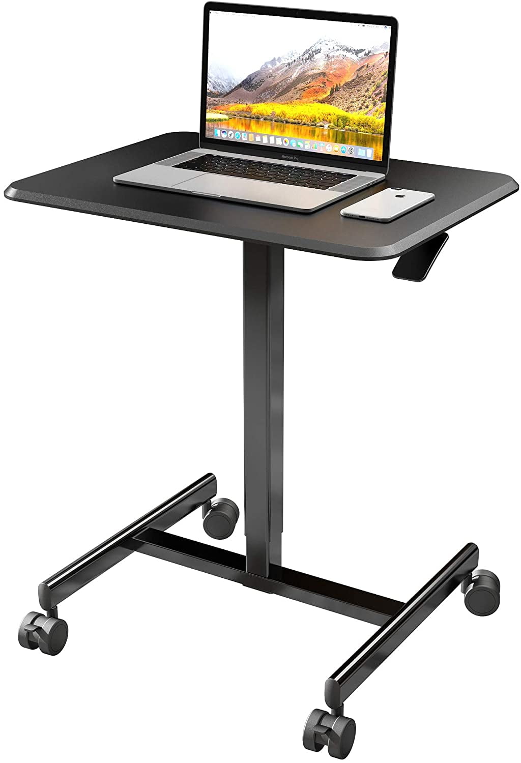 Mobile Computer with Lockable Wheels 25.6"x18.9" Height Adjustable ...