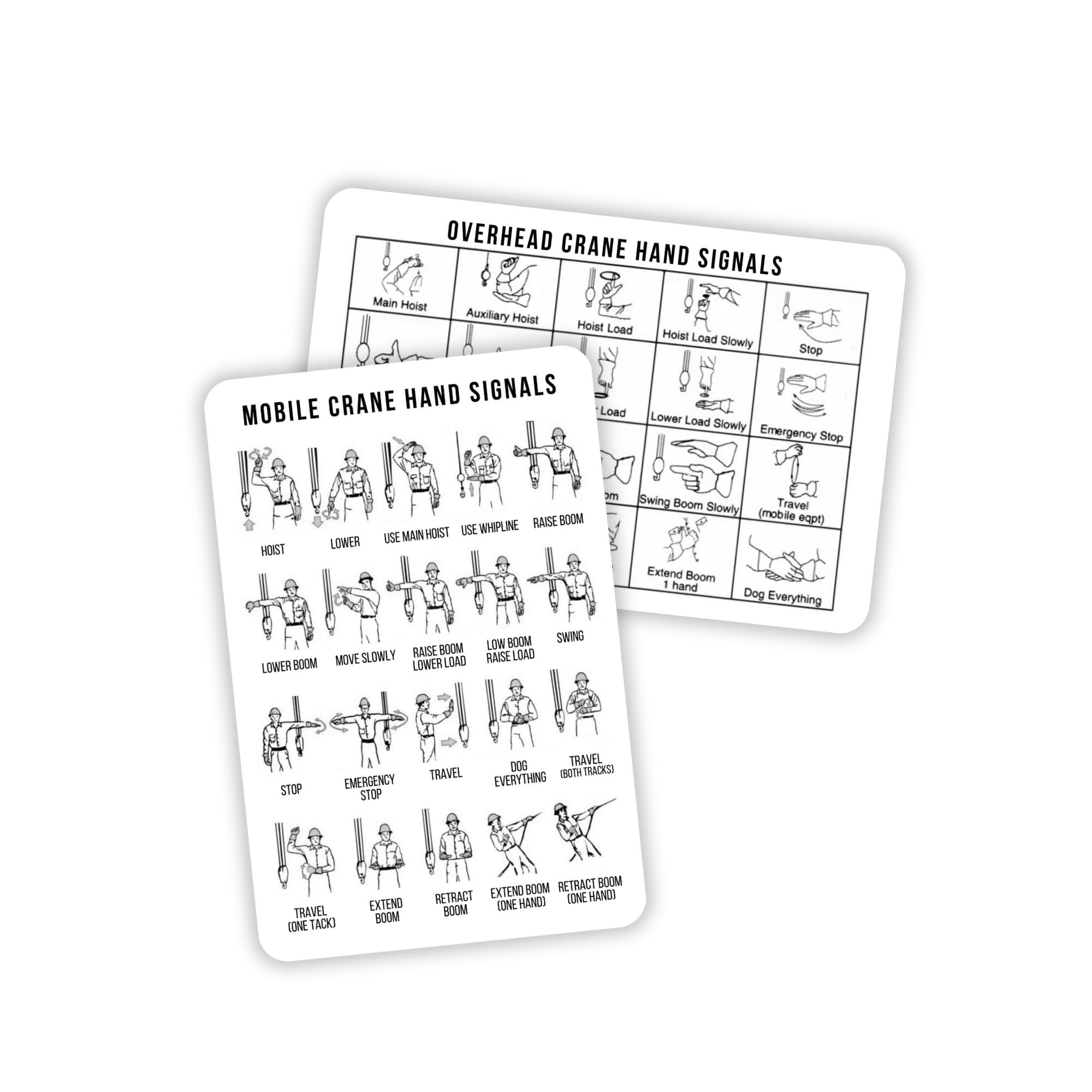 Mobile Crane and Overhead Crane Hand Signals 5pk Plastic Cards 2x3.5 ...
