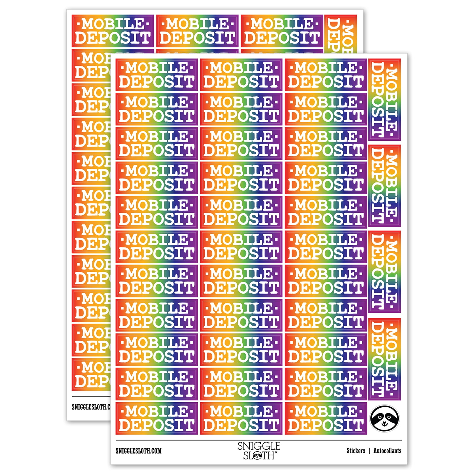 Mobile Deposit Bank Check Sticker Set - Rainbow - Matte Finish - 1.5 ...