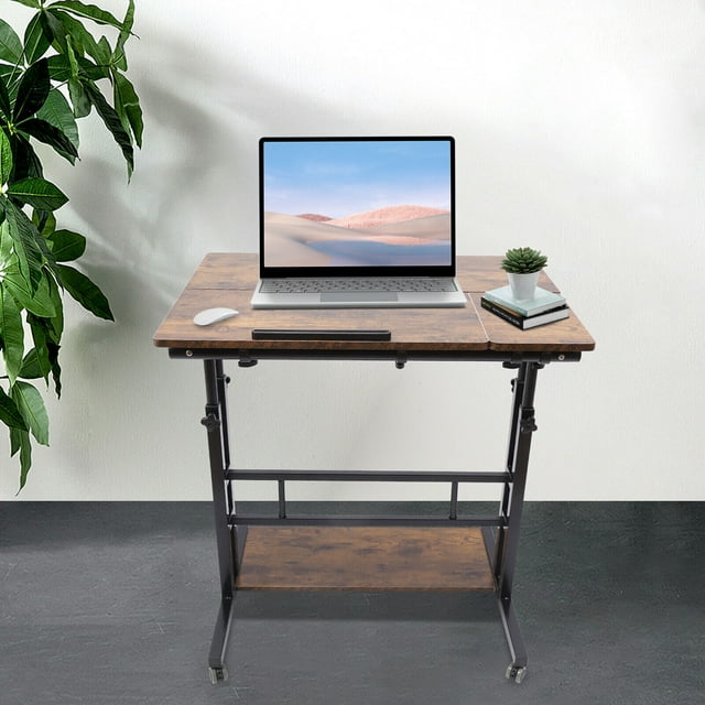Mobile Desk Adjustable Laptop Desk With Wheels Home Office Table Laptop ...