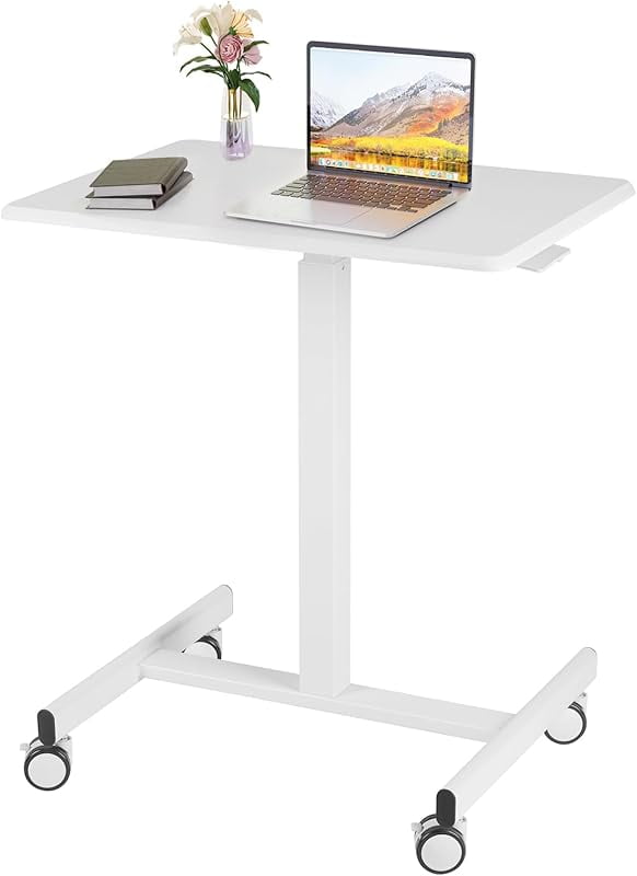 Mobile Desk Small Rolling Portable Laptop Height Adjustable Table,Sit ...