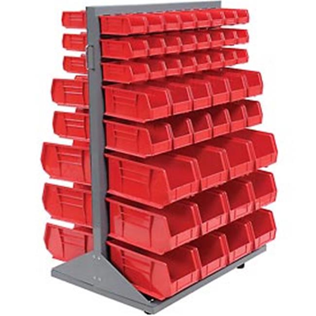 Mobile Double Sided Floor Rack with 100 of Red Stacking Bins - Gray ...