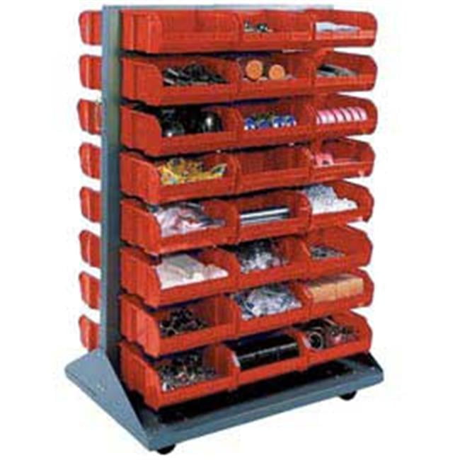 Mobile Double Sided Floor Rack with 192 Blue Stacking Bins - Gray ...