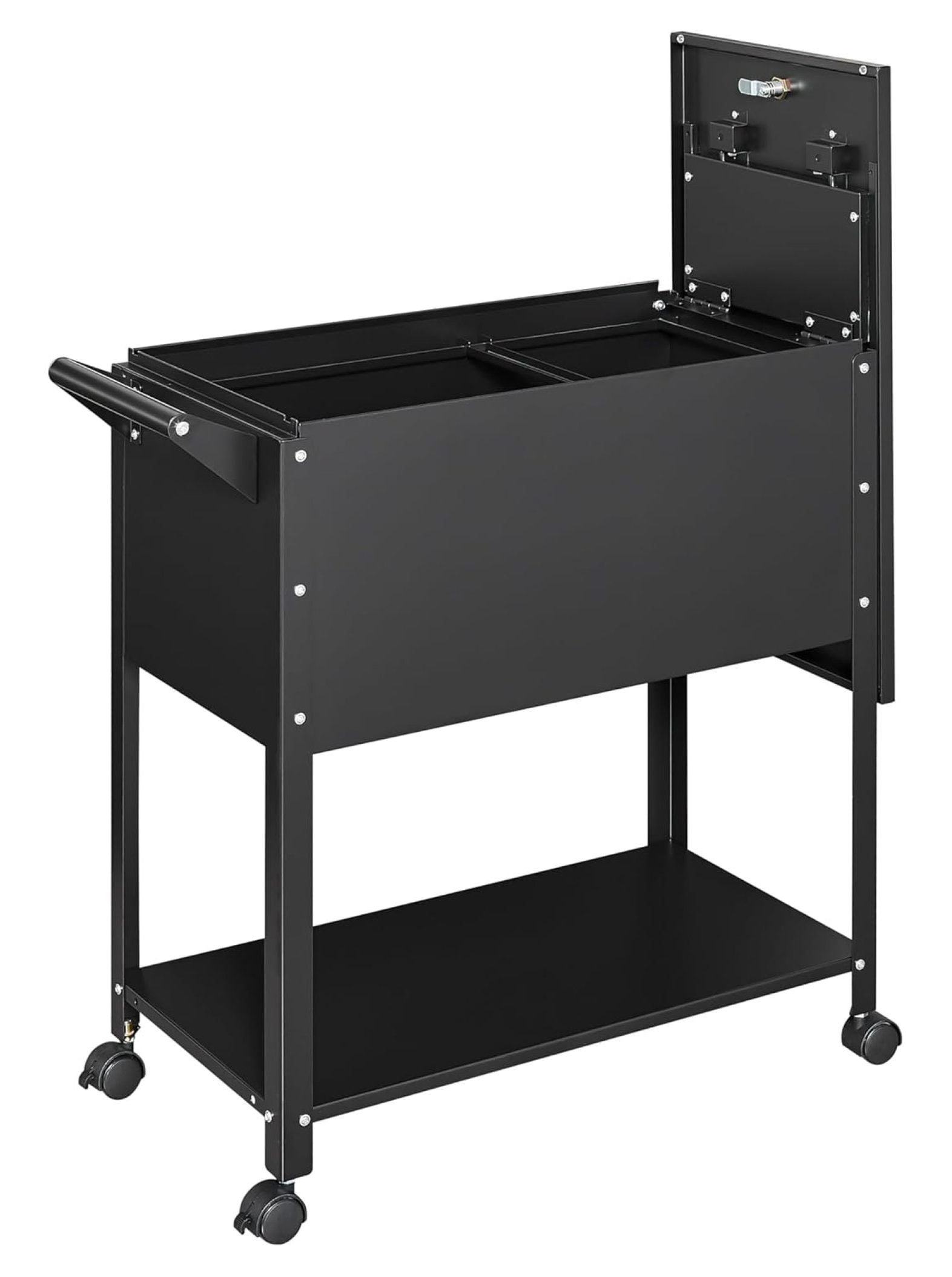 Mobile File Cabinet, 2 Tier File Cart with Wheels Hanging Files, Metal ...