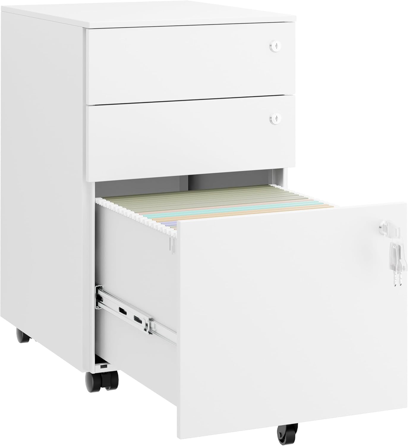 Mobile File Cabinet with 3 Locks, 3 Drawer File Cabinets for Home ...