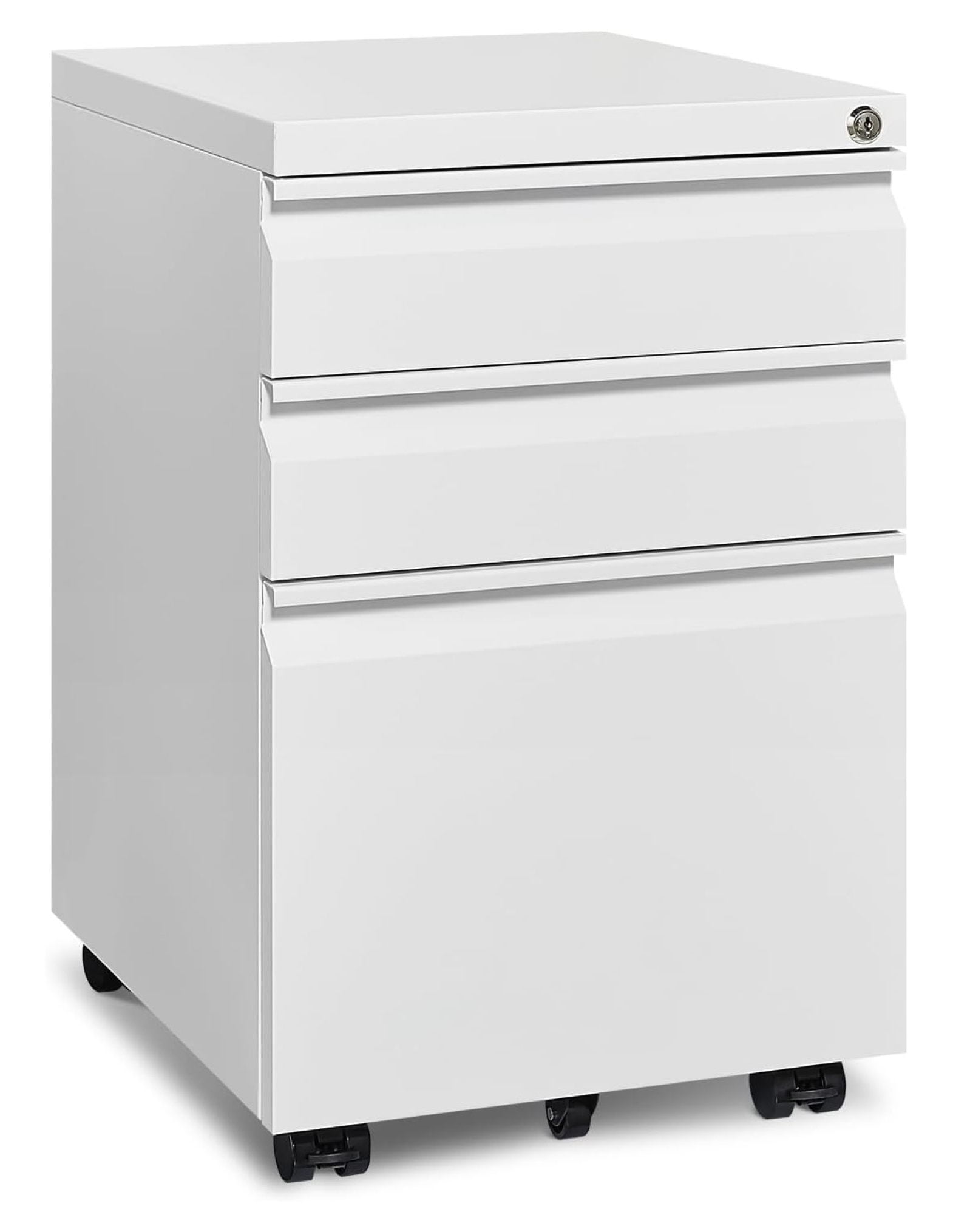 Mobile File Cabinet for Home Office, Lockable 3 Drawer Filing Cabinet ...