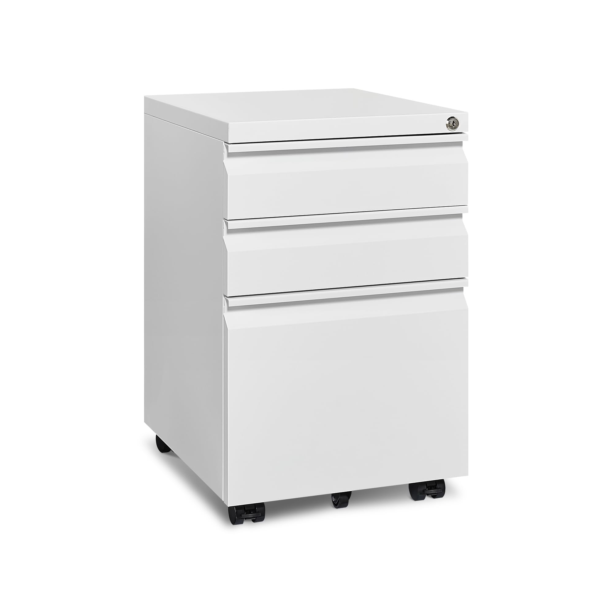 Mobile File Cabinet for Home Office, Lockable 3 Drawer Filing Cabinet ...