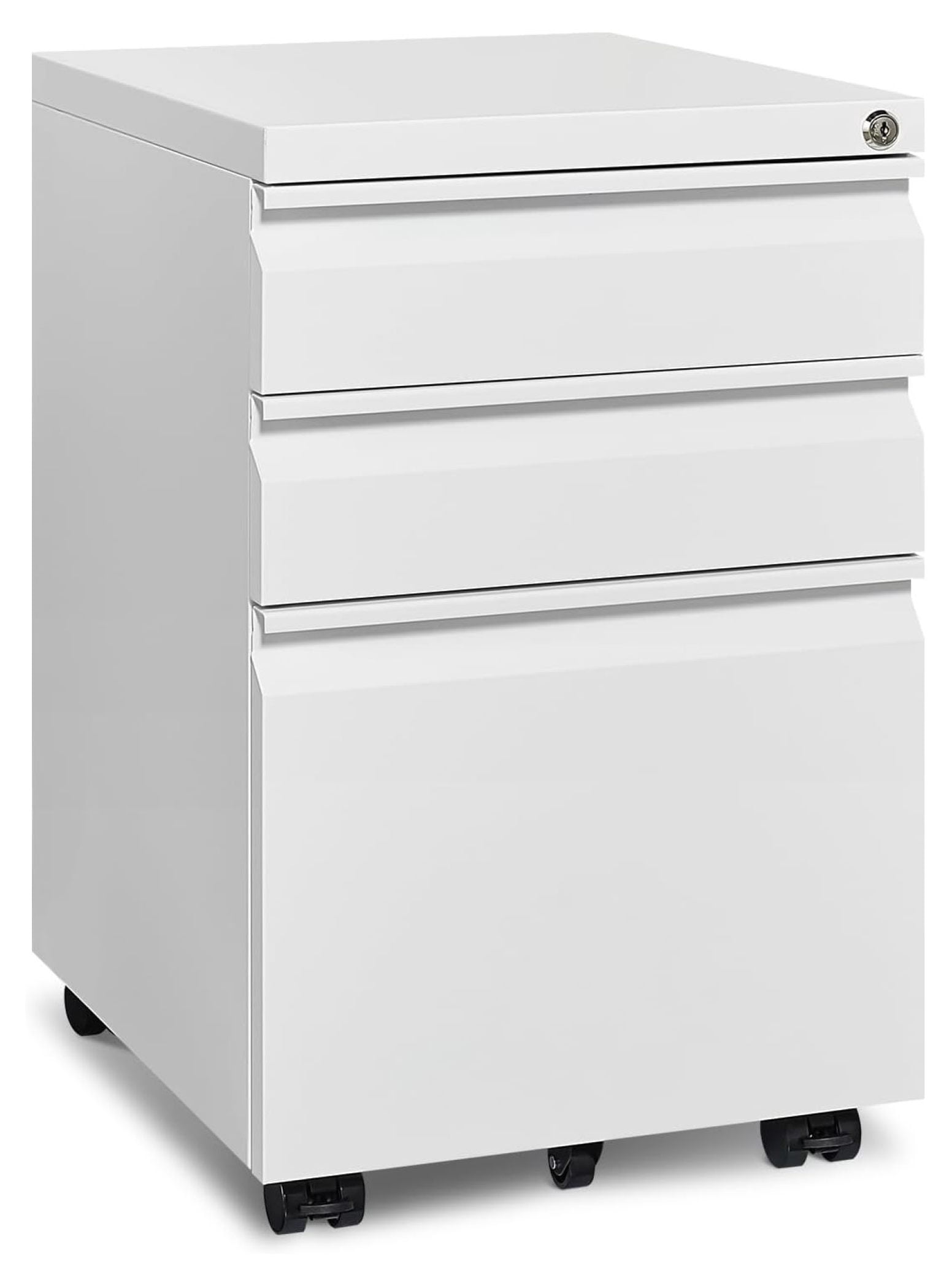 Mobile File Cabinet for Home Office, Lockable 3 Drawer Filing Cabinet ...