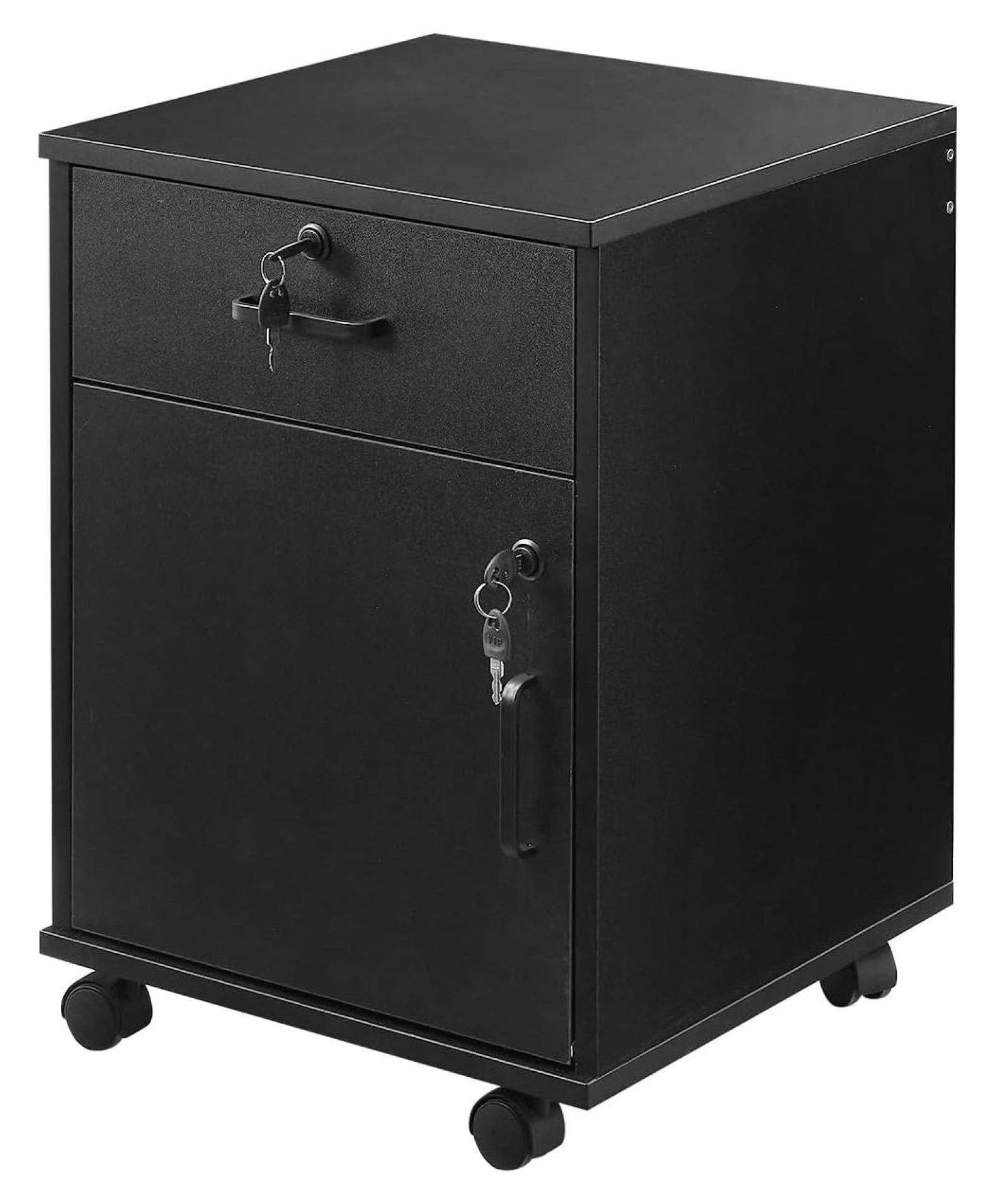 Mobile File Cabinet with Lockable Drawer & Door, Under Desk Cabinet ...