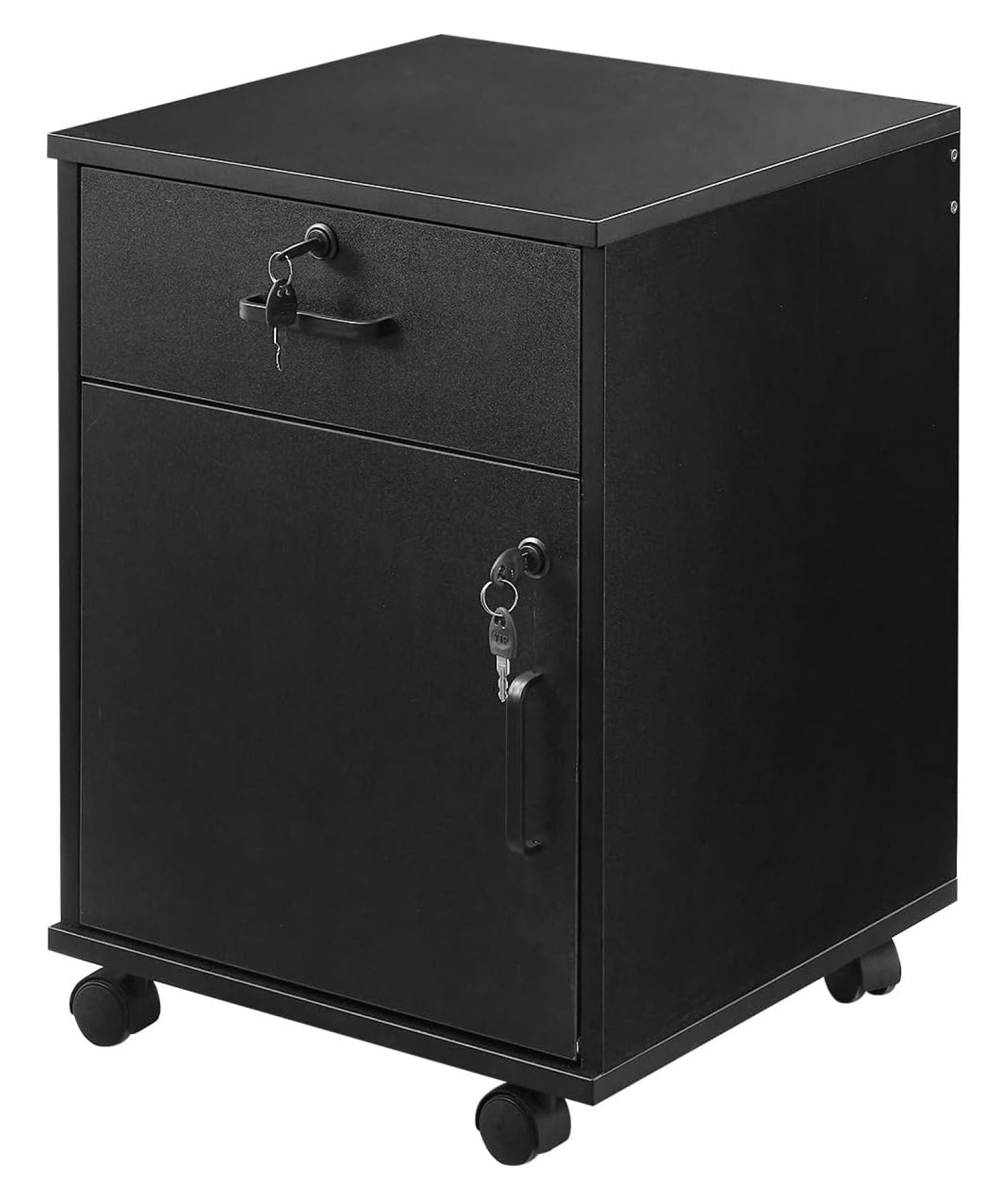 Mobile File Cabinet with Lockable Drawer & Door, Under Desk Cabinet ...