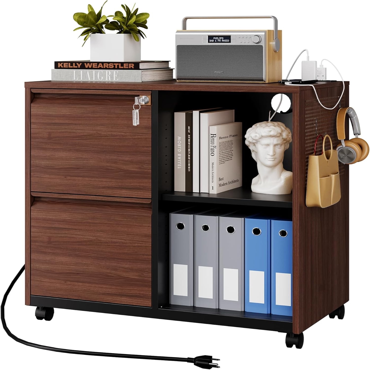 Mobile File Cabinet Metal Lateral Rolling Printer Stand Filing Cabinets