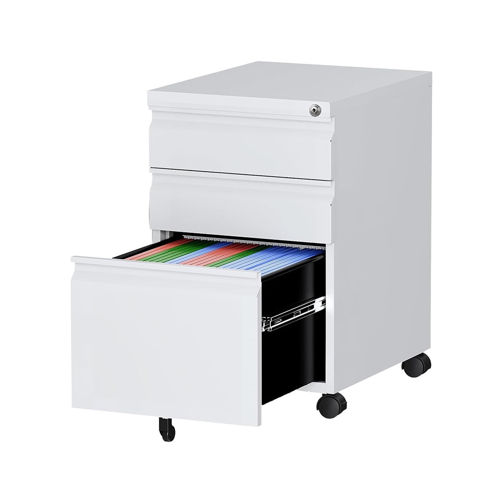 Mobile File Cabinet, Multifunctional Under Desk Rolling 3 Drawer Letter ...