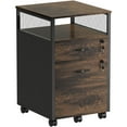 TAKSCO 2 Drawer File Cabinet, Rustic Wood, Locking Storage, Open Shelf ...