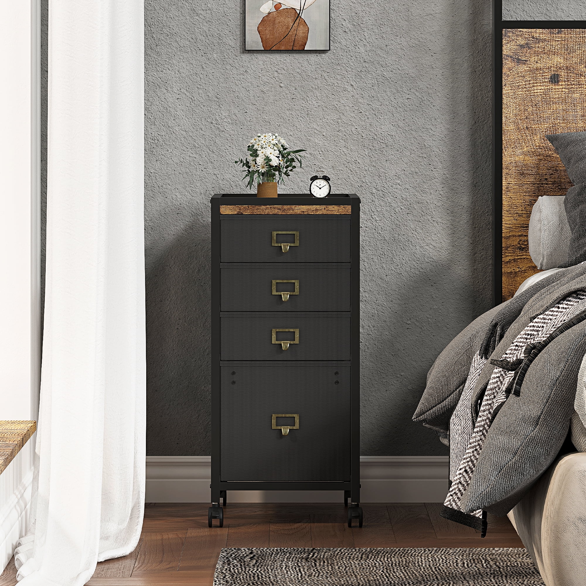 Mobile File Cabinet,Rolling Printer Stand with Drawers,Fabric Vertical ...