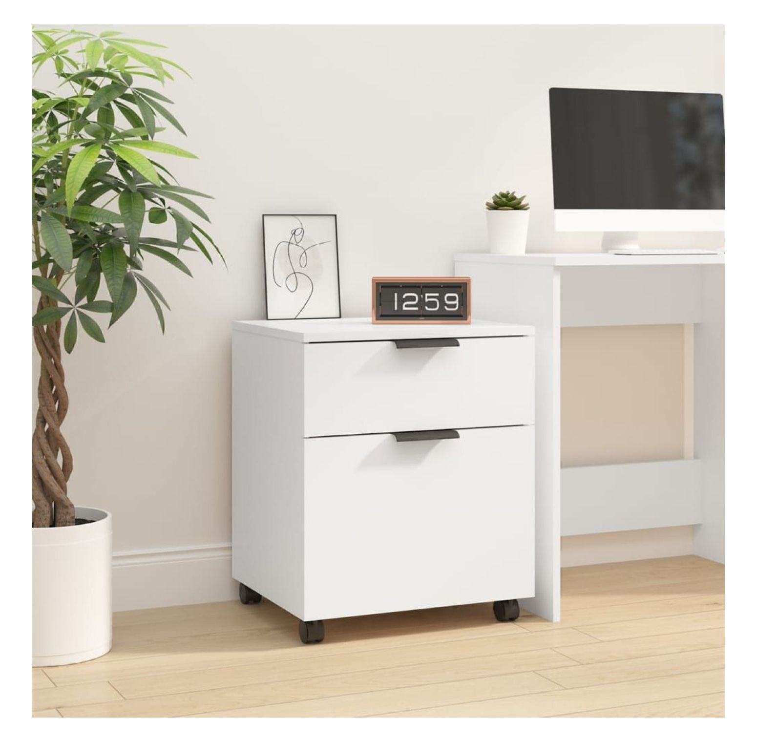 Mobile File Cabinet White 17.7x15x21.3 - Engineered Wood Rolling ...