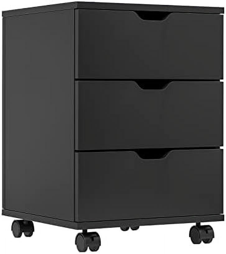 Mobile File Cabinet for Home Office, 3 Drawer Chest Wood, Drawers Unit ...
