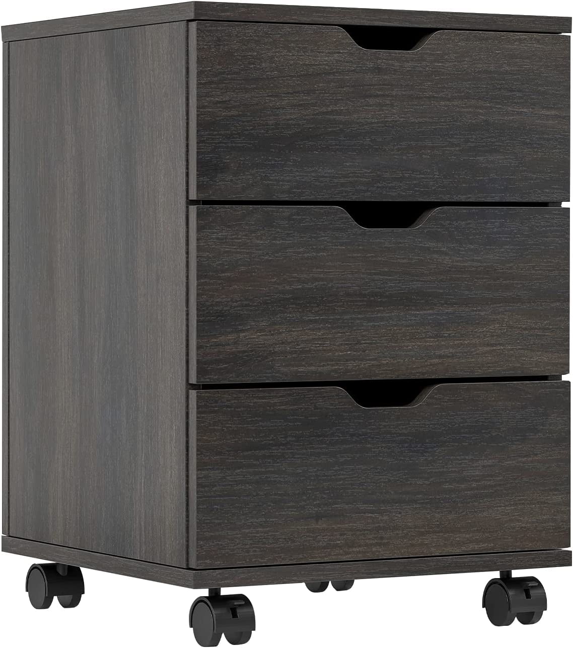 Mobile File Cabinet for Home Office, 3 Drawer Chest Wood, Drawers Unit ...