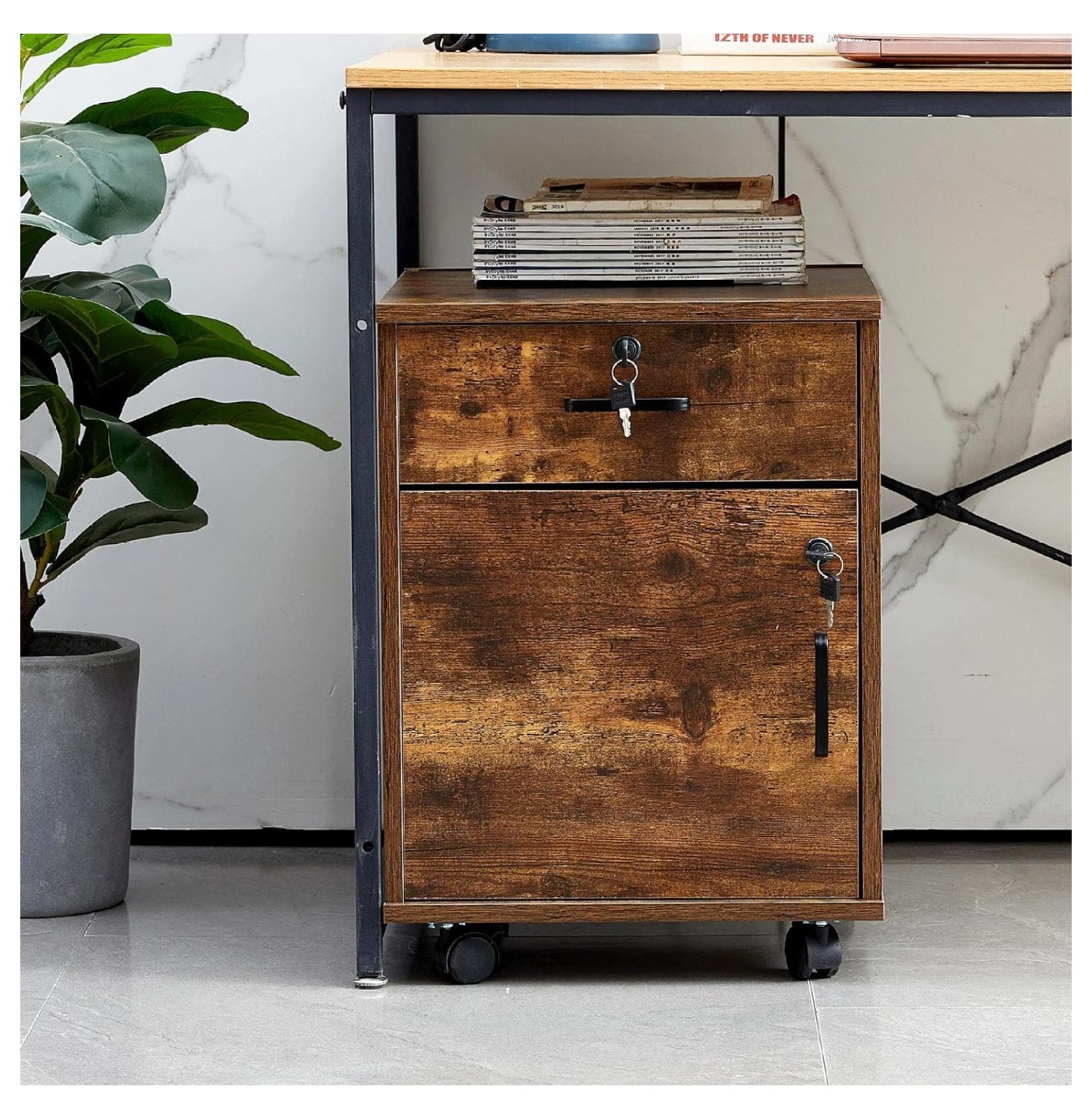 Mobile File Cabinet with Lockable Drawer, Under Desk Storage Cabinet on ...