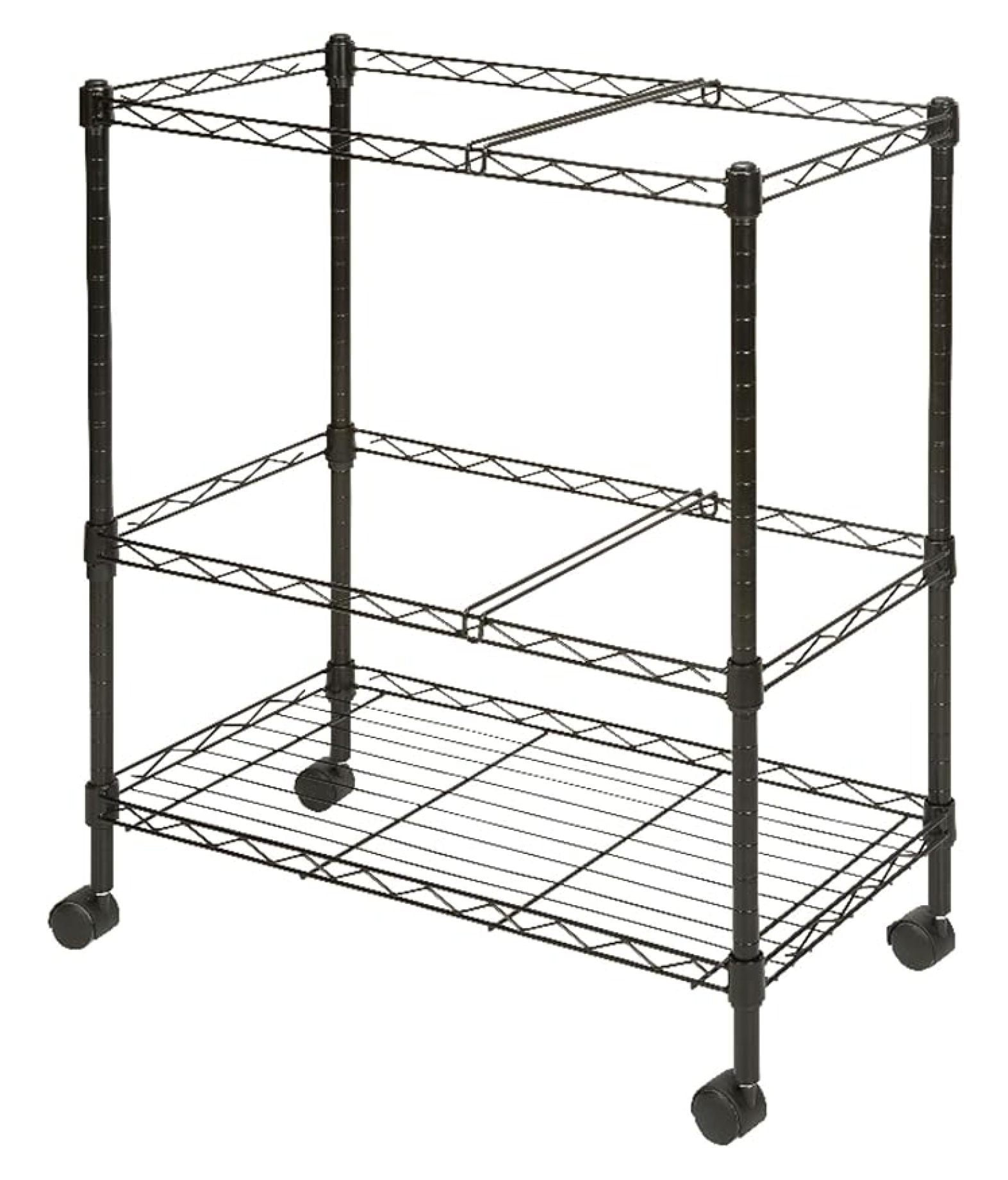 Mobile File Cart 2 Tier - Steel Wire Rolling File Organizer for Office ...