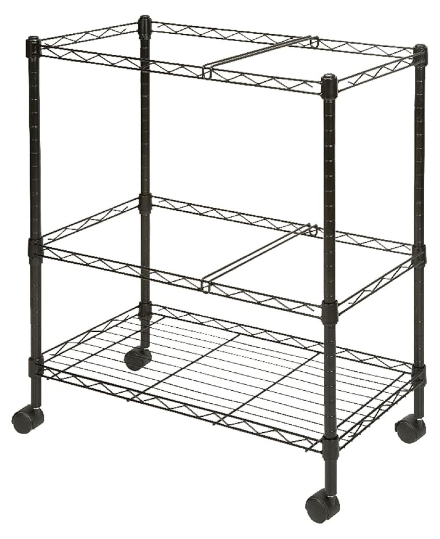 Mobile File Cart 2 Tier - Steel Wire Rolling File Organizer for Office ...