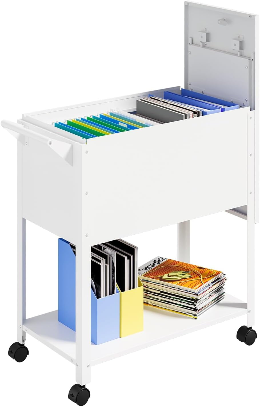 Mobile File Cart with Lock, Rolling File Cabinet Hanging Letter/Legal ...