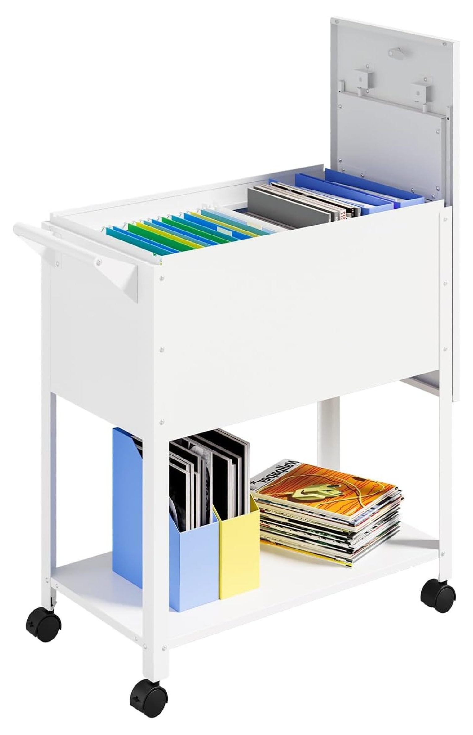 Mobile File Cart with Lock, Rolling File Cabinet Hanging Letter/Legal ...