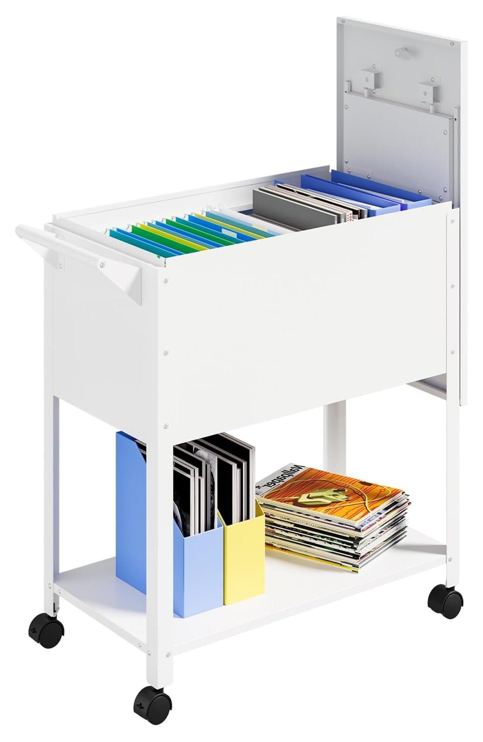 Mobile File Cart with Lock, Rolling File Cabinet Hanging Letter/Legal ...