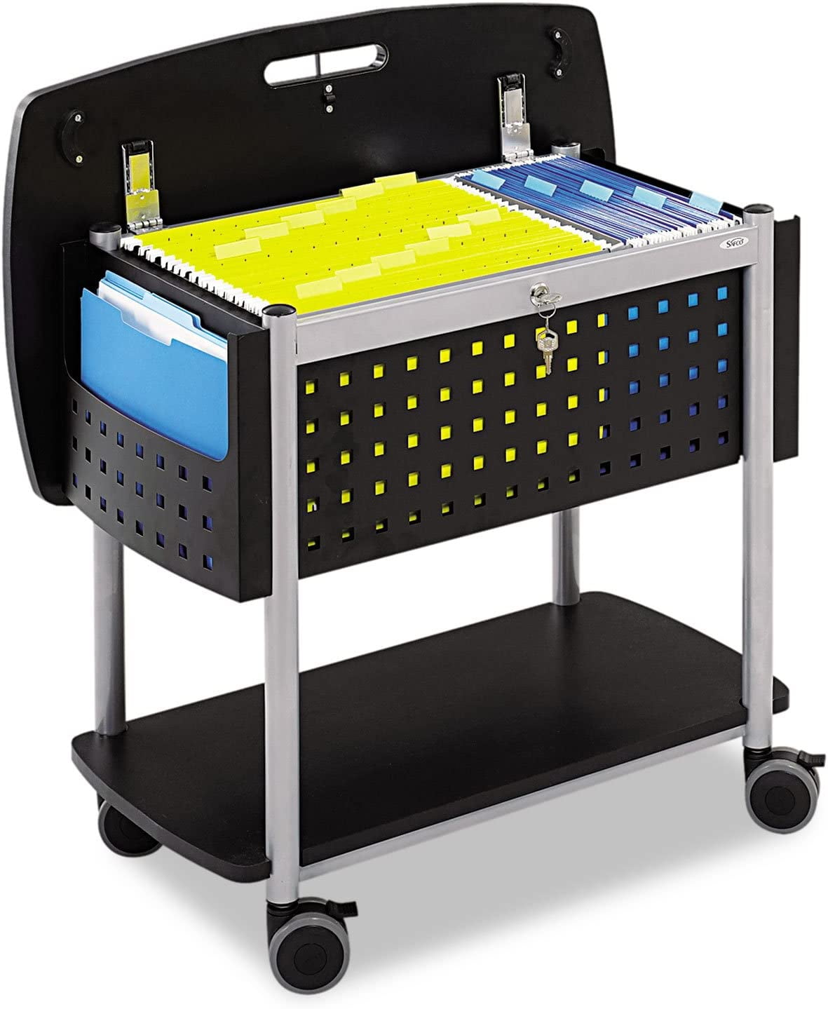 Mobile File Cart with Work Surface, Fits Letter and Legal-Size Hanging ...