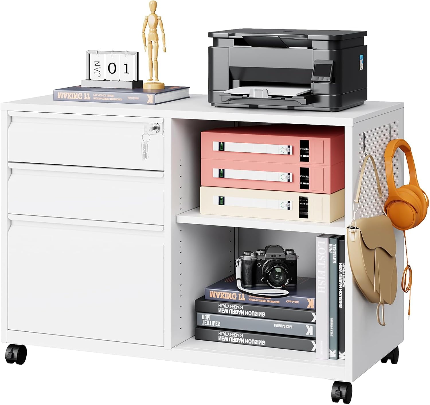 Mobile Filing Cabinet with Lock,Metal Lateral File cabinets Printer ...