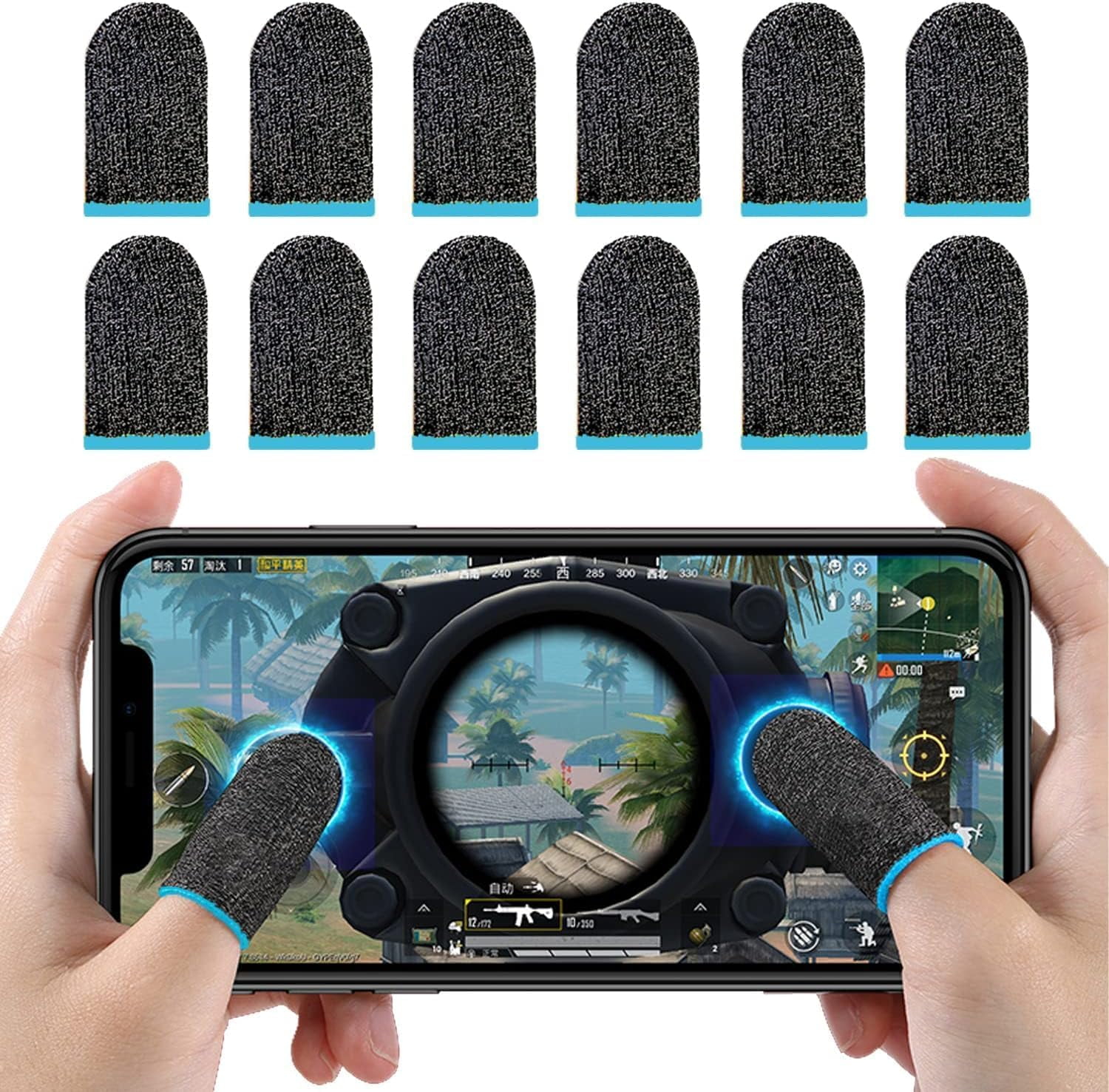 Mobile Finger Sleeve, Pack of 12 Finger Sleeves for Gaming, Anti-sweat ...