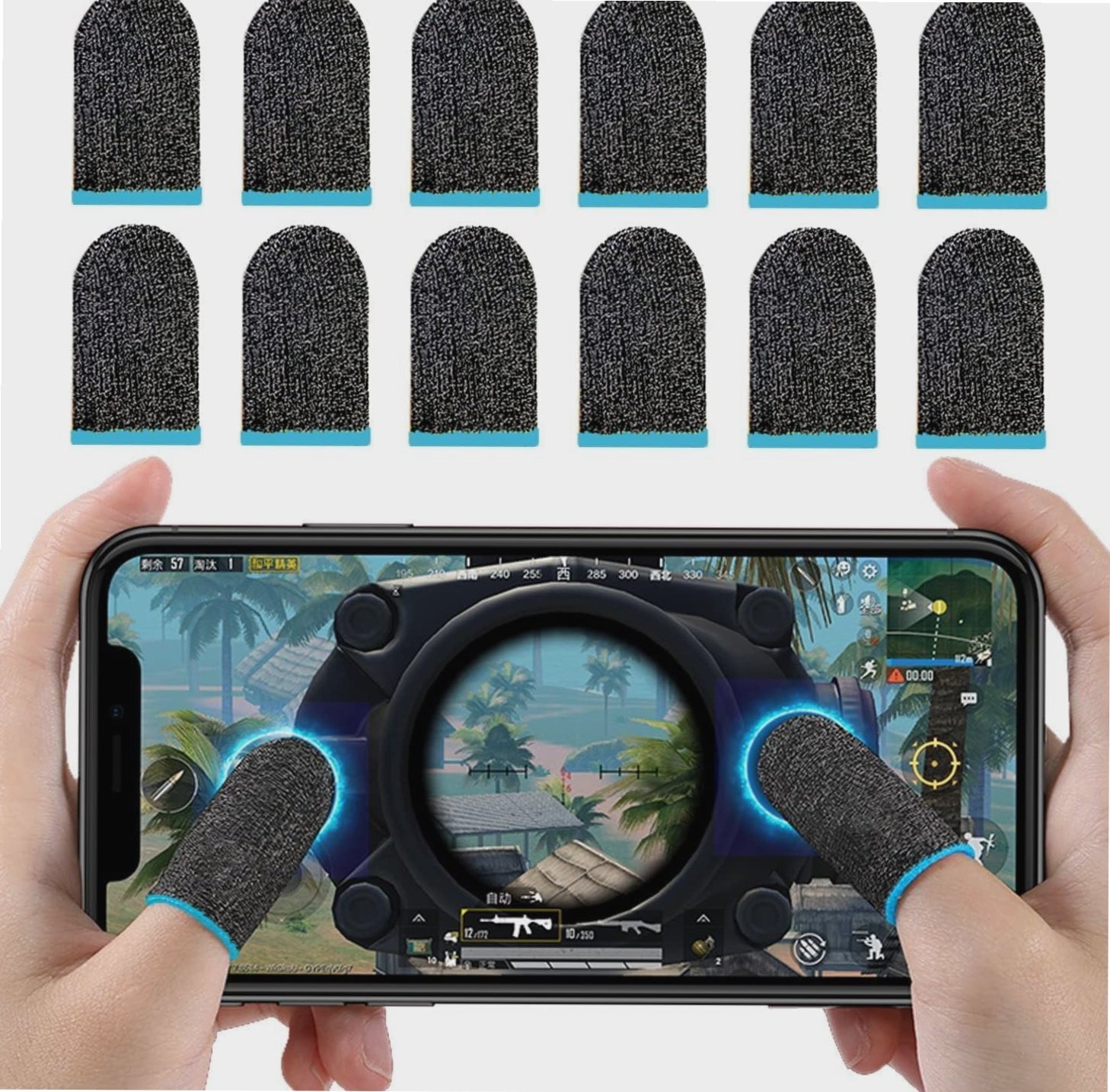 Mobile Finger Sleeve, Pack of 12 Finger Sleeves for Gaming, Anti-sweat ...