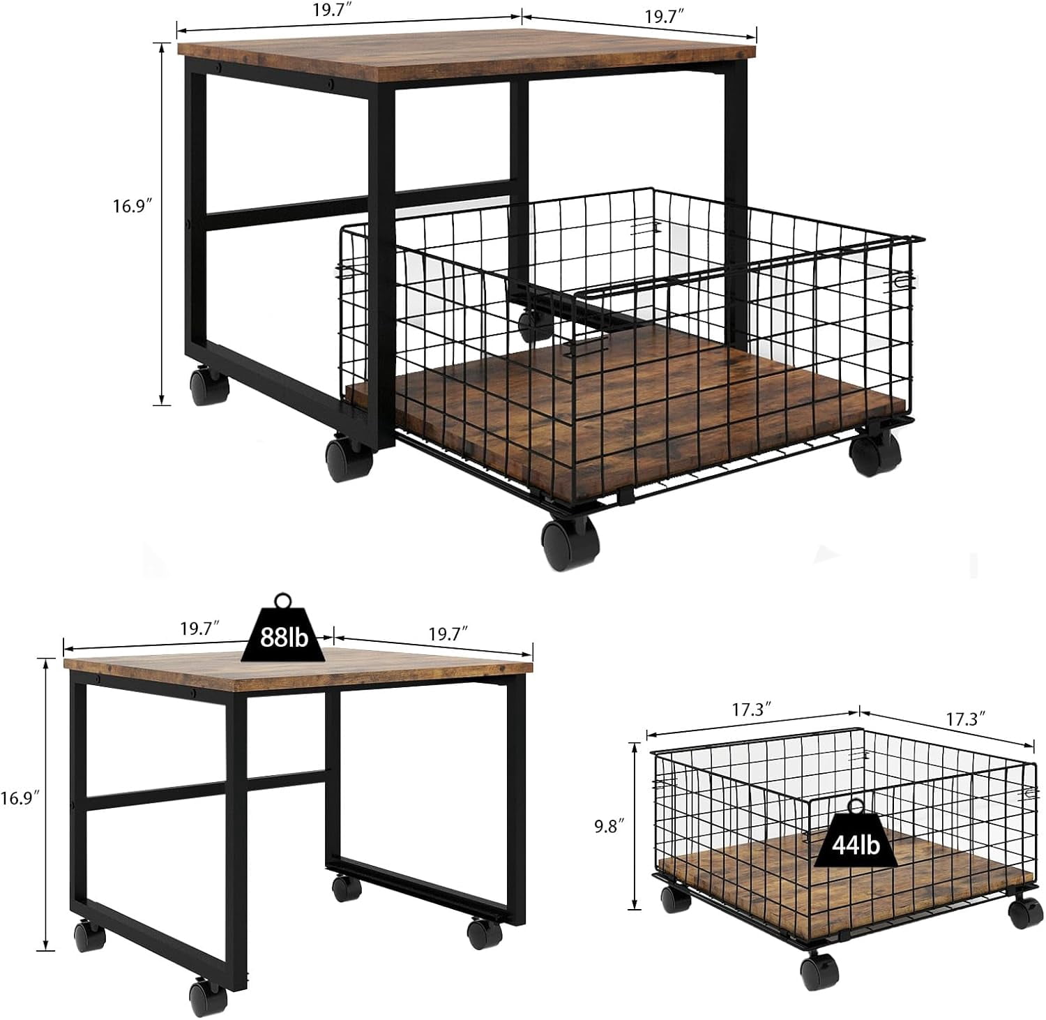 Mobile Fridge Stand with Large Capacity Storage, Rolling Fridge Cart ...