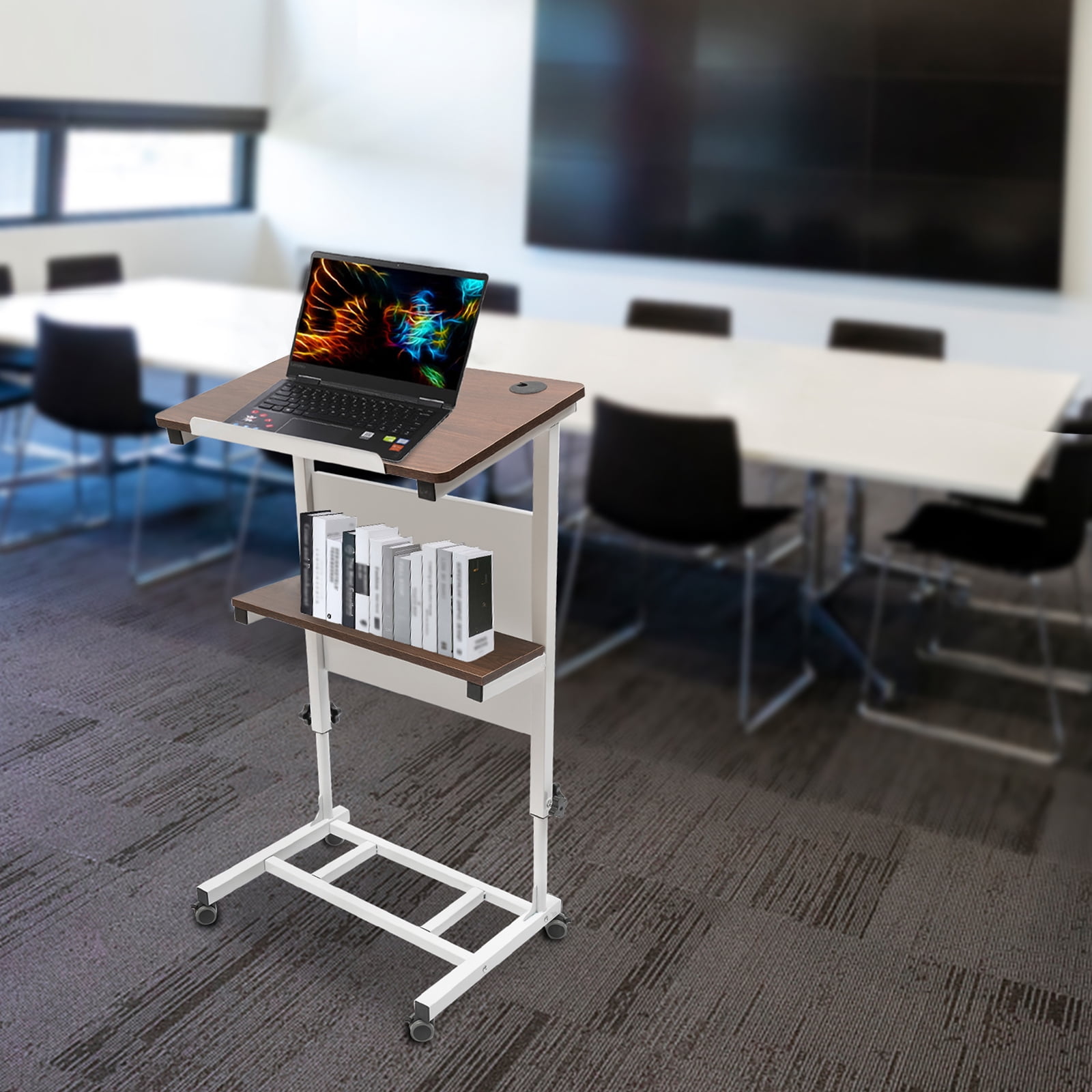 Mobile Height Adjustable Lectern with Wheels, Sturdy Multifunctional ...