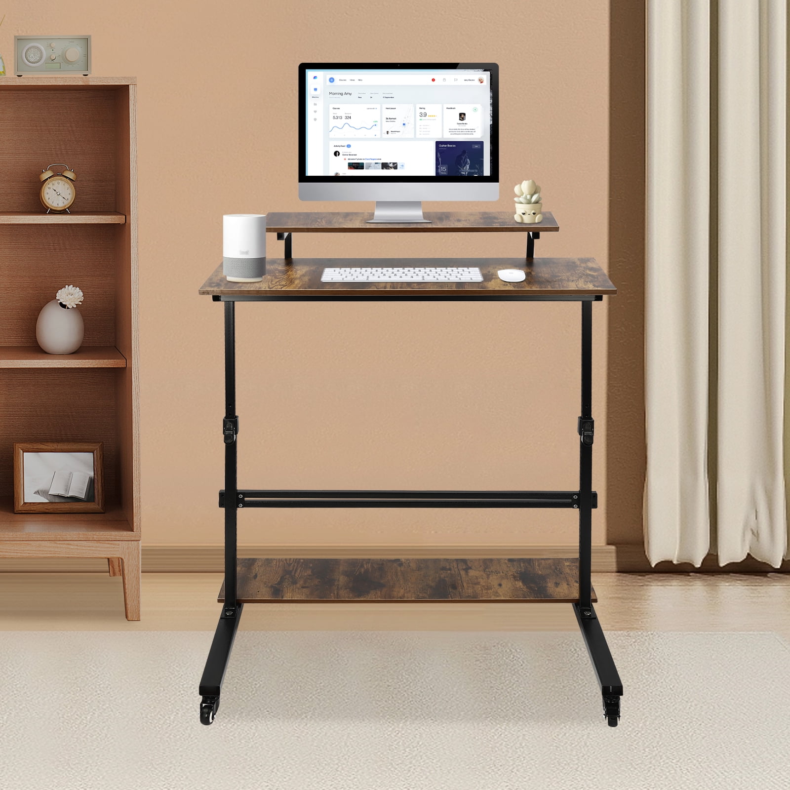 Mobile Height Adjustable Standing Desk, Rolling Stand Up Computer ...