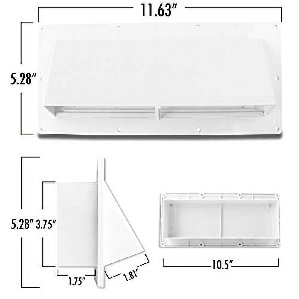 Mobile Home/RV CW White Exterior Sidewall Range Hood Vent with Damper ...