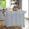 Mobile Kitchen Cart with Rubberwood Countertop and Drop-Leaf, Breakfast ...