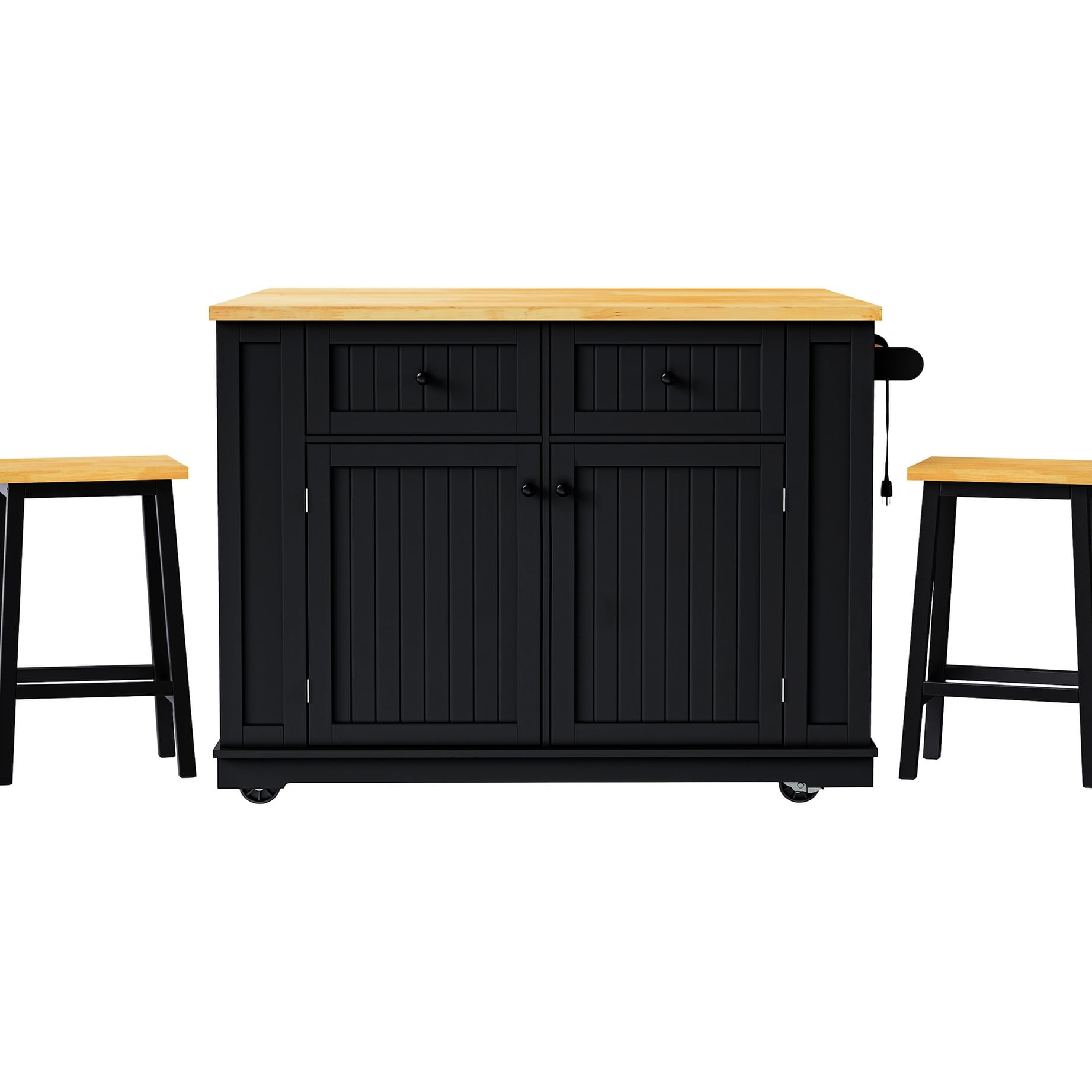 Mobile Kitchen Island / 5 Concealed Wheels (2 Lockable), Sturdy Base ...
