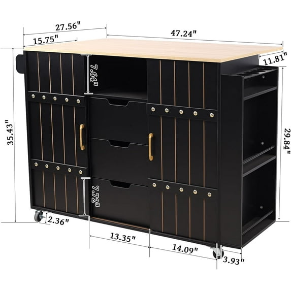 Mobile Kitchen Island with Drop Leaf,Rolling Kitchen Island Cart with ...