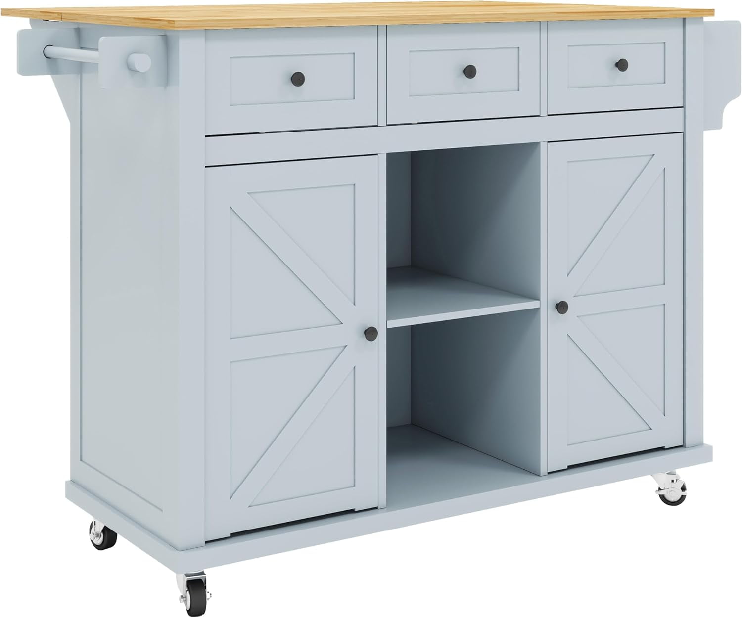 Mobile Kitchen Island on Wheels Rolling Kitchen Island Cart with Drop ...