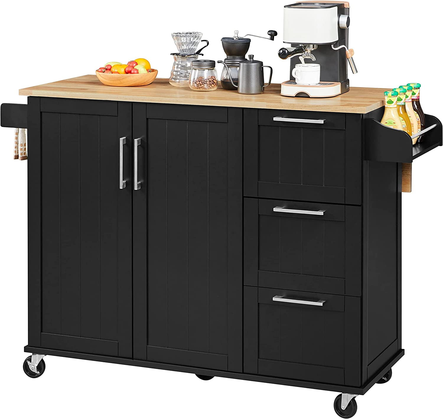 Mobile Kitchen Island with Foldable Countertop Kitchen Cart with ...