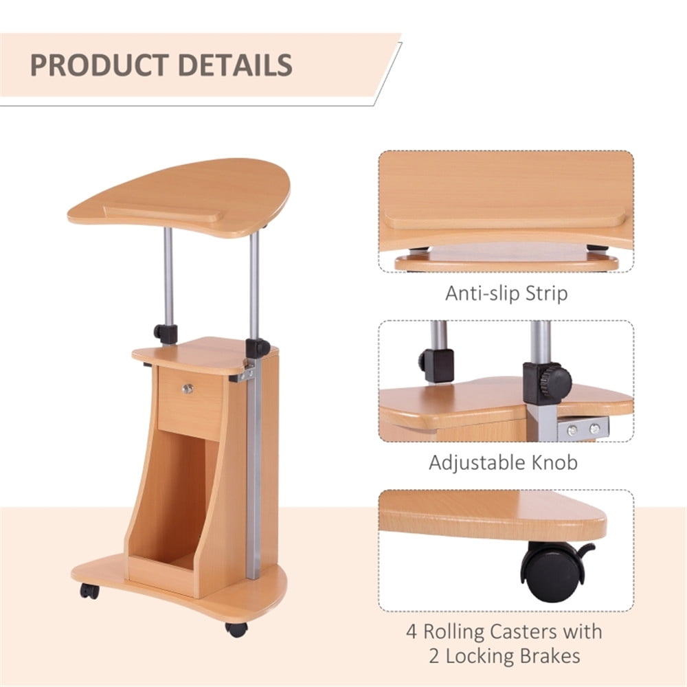 Mobile Laptop Cart, Portable Desk Small Desks, Rolling Adjustable Desk ...