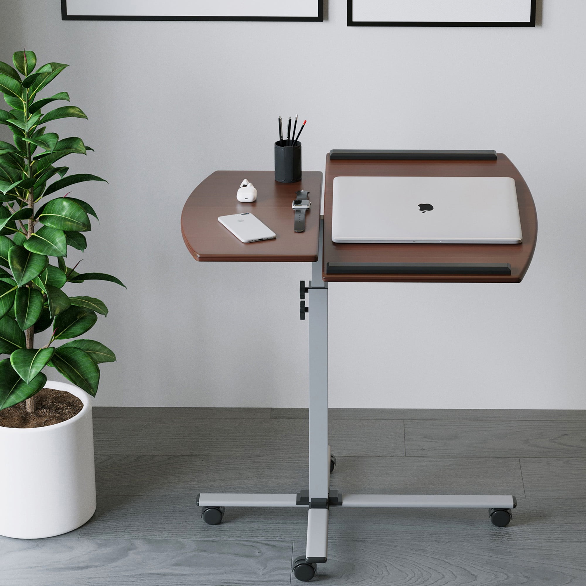 Mobile Laptop Cart with Tilted Tabletop and Wheels, SYNGAR Rolling ...