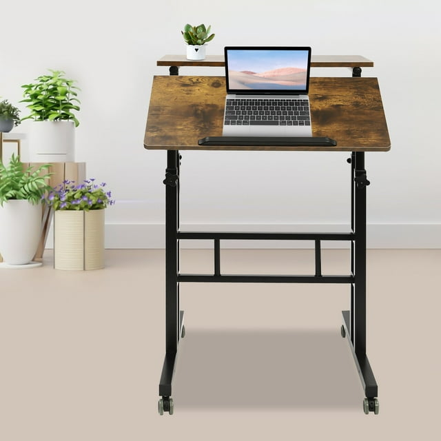 Mobile Laptop Desk Adjustable Height Computer Table Stand Up Office ...