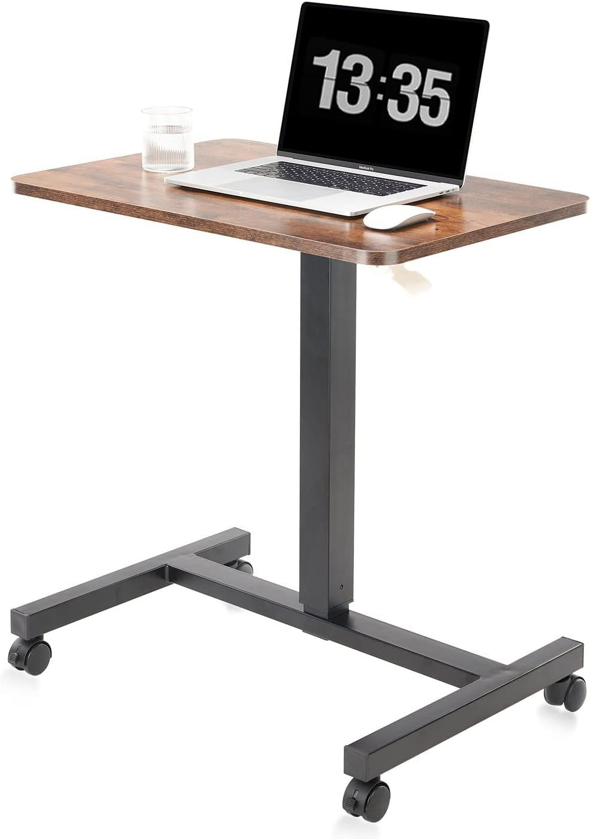 Mobile Laptop Desk Pneumatic Sit to Stand Table Height Adjustable ...