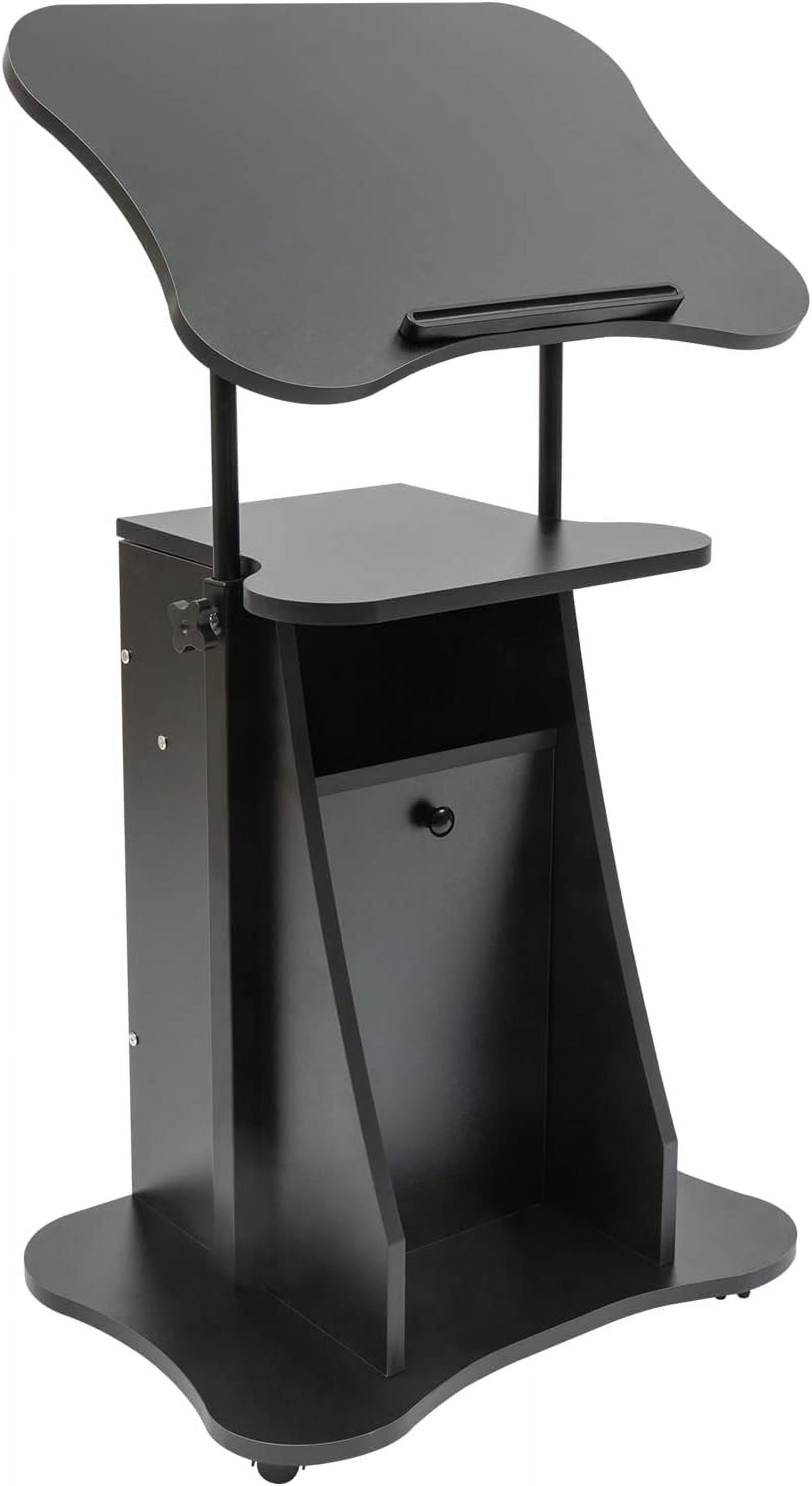 Mobile Laptop Podium,Adjustable Height Laptop Cart with Storage,Rolling ...