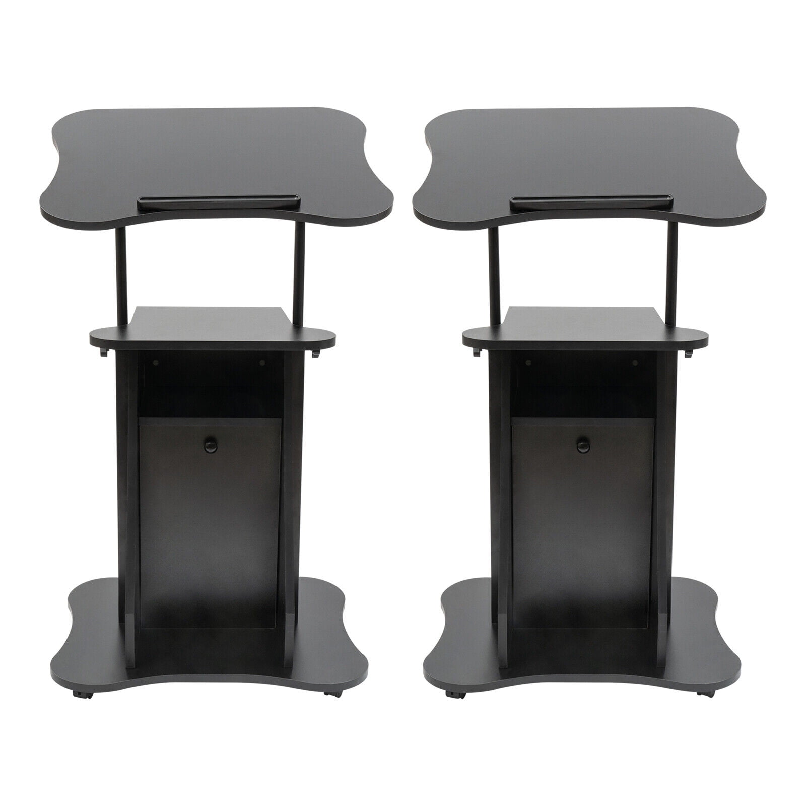 Mobile Laptop Podium, Height Adjustable Rolling Lectern Cart W/ Storage ...