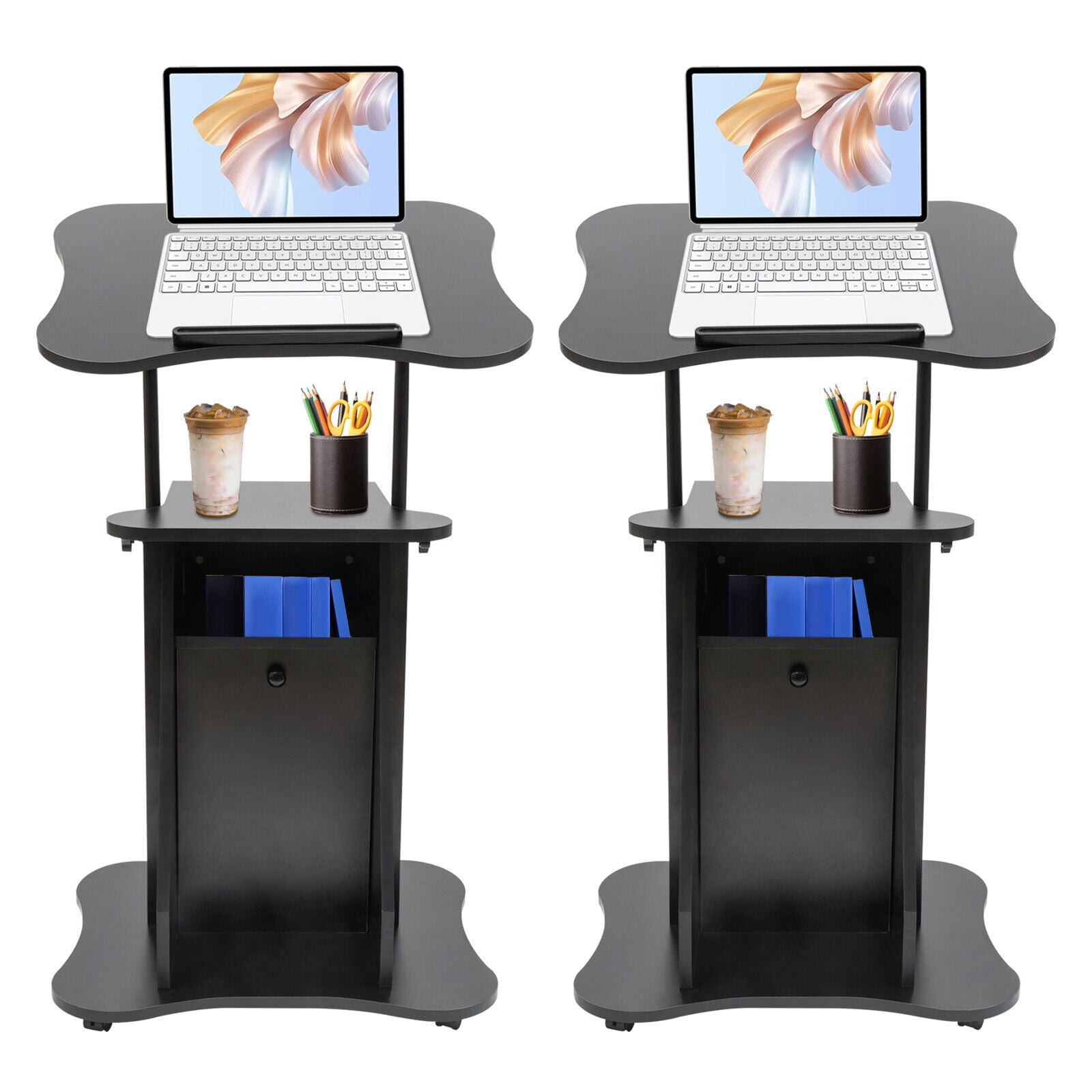 Mobile Laptop Podium Set of 2, 26-43in Height Adjustable Ergonomic ...